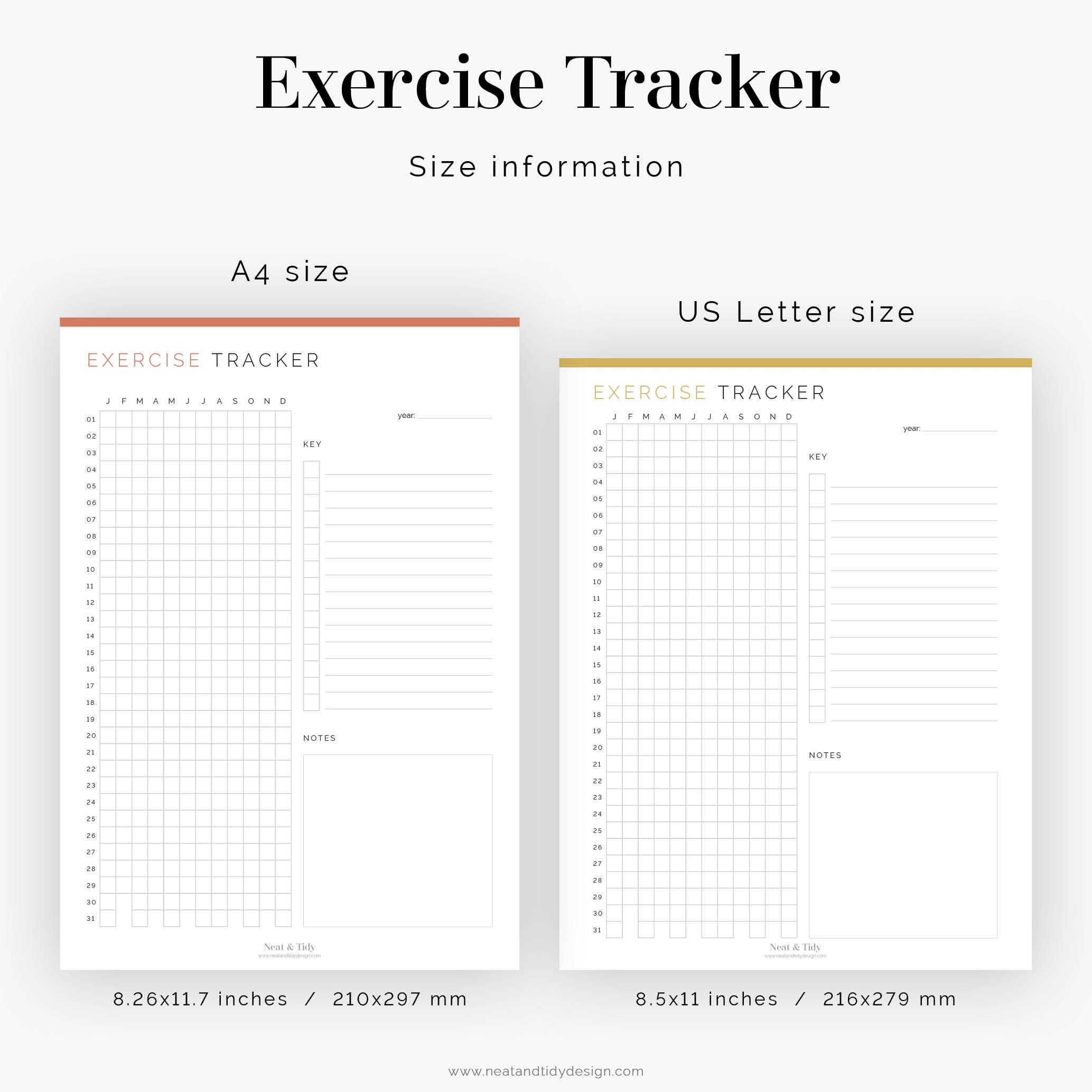 Yearly Exercise Tracker Fillable Printable PDF Fitness Tracker, Yearly ...