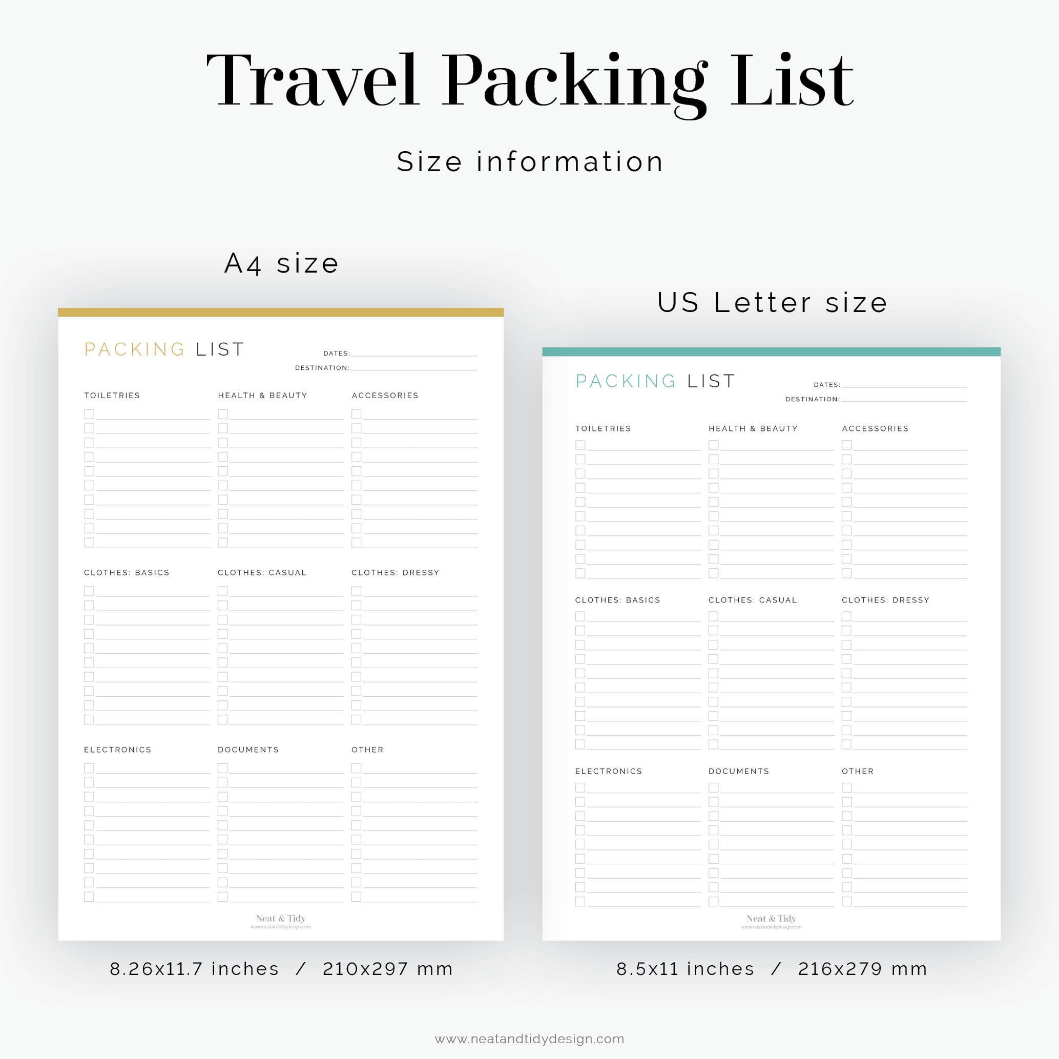 Travel Packing List 2 Layouts Fillable Travel Planner, Vacation Planner ...