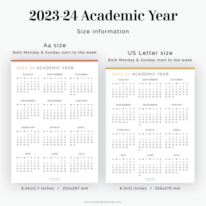2023-24 Academic Year Overview Printable PDF non-fillable Time ...