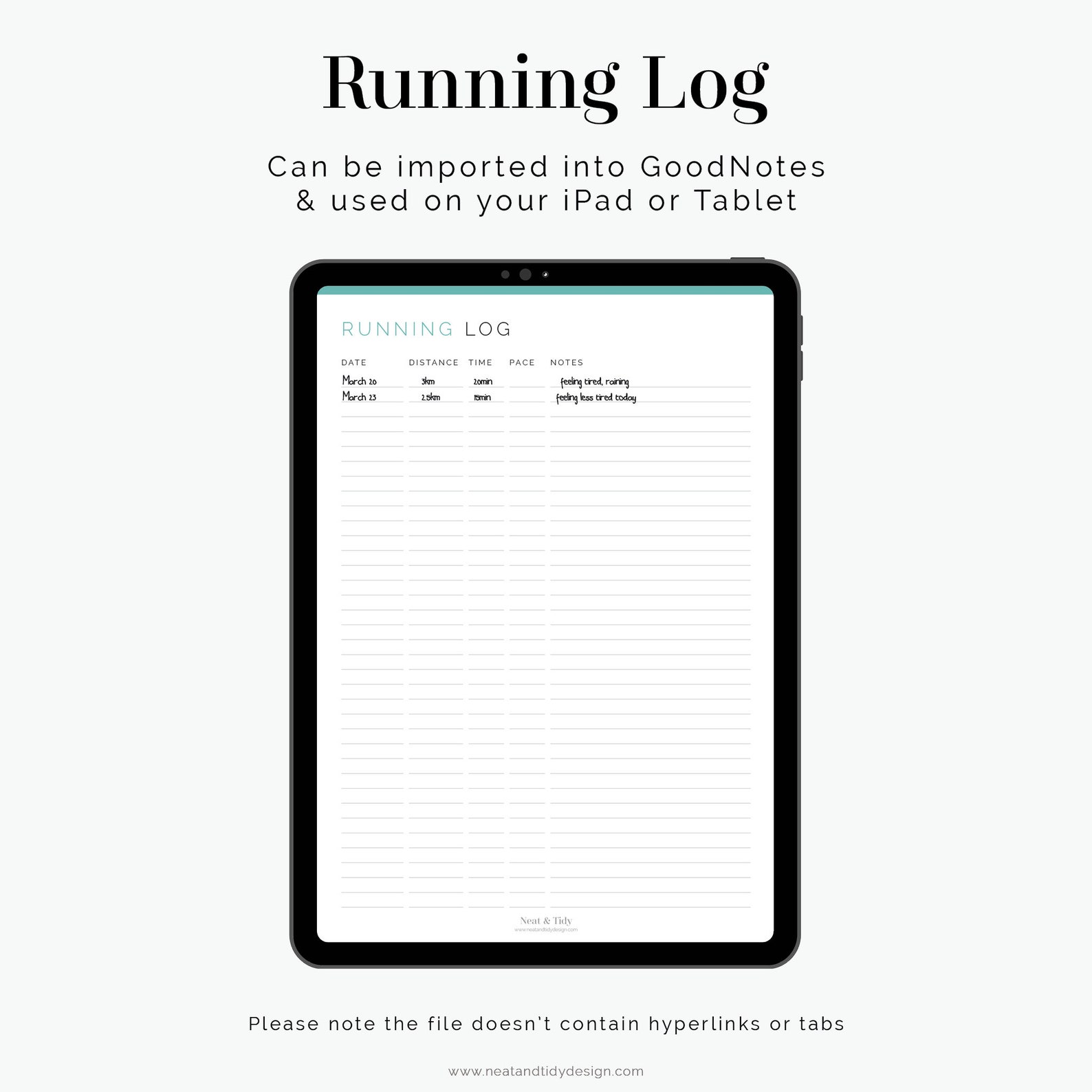 Running Log - Fillable - Printable PDF - Fitness Tracker, Runners Log ...
