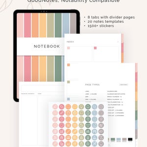 Digital Tabbed Notebook for Goodnotes (portrait) - Hyperlinked Tabs (8 ...