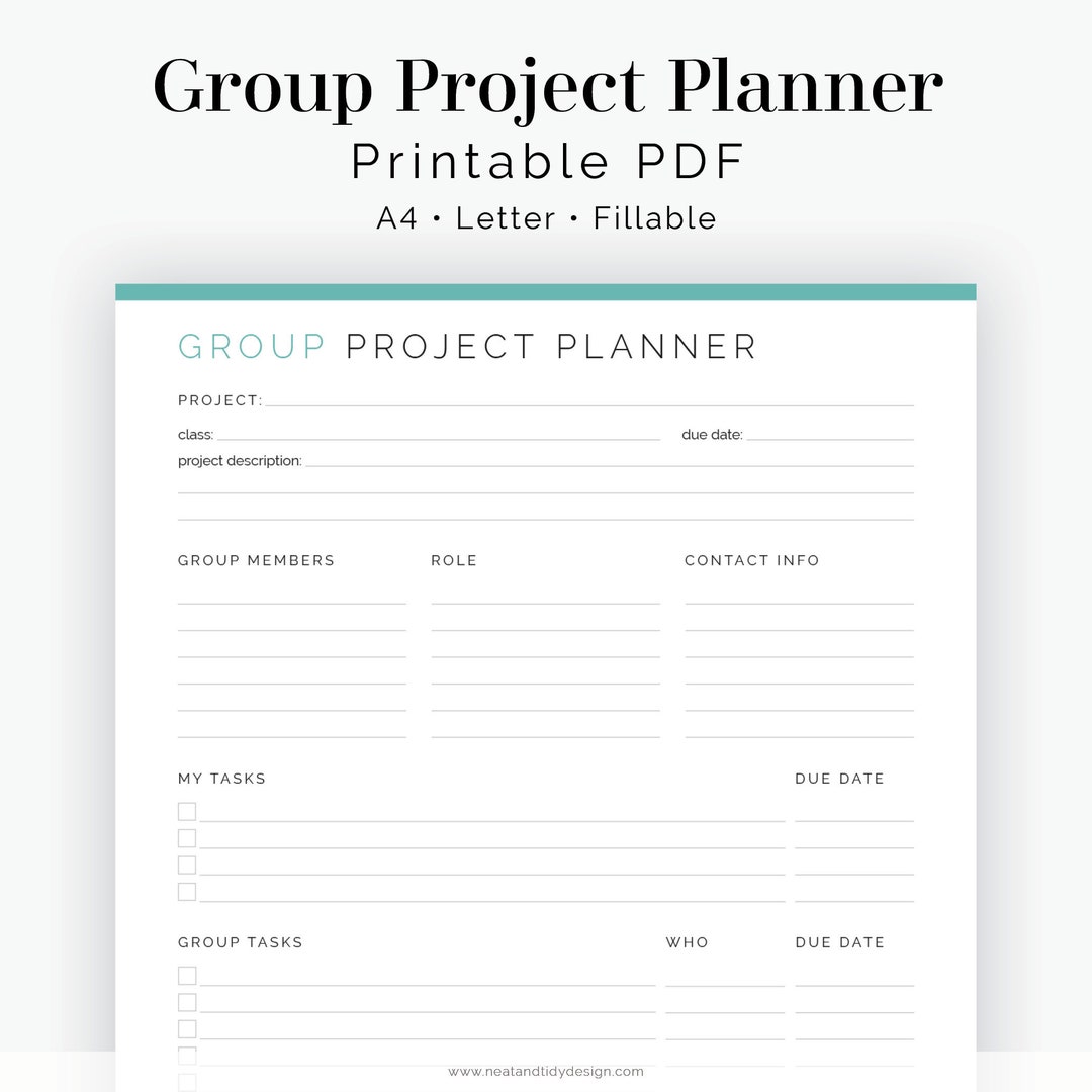 Group Project Planner - Fillable - Printable PDF - Student Planner ...