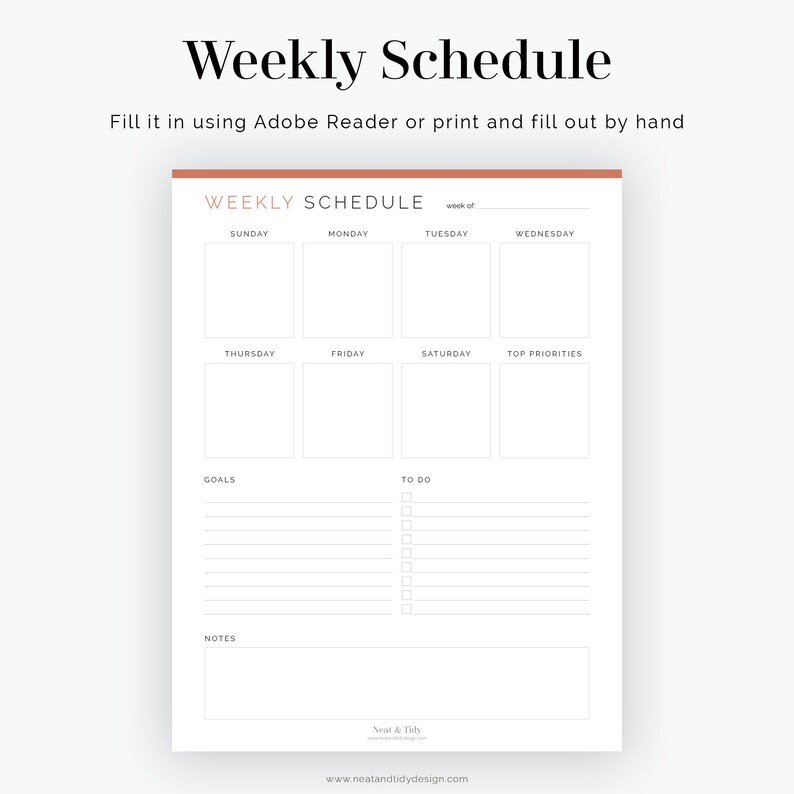 Weekly Schedule Fillable Printable PDF Academic Planner, Education Time ...