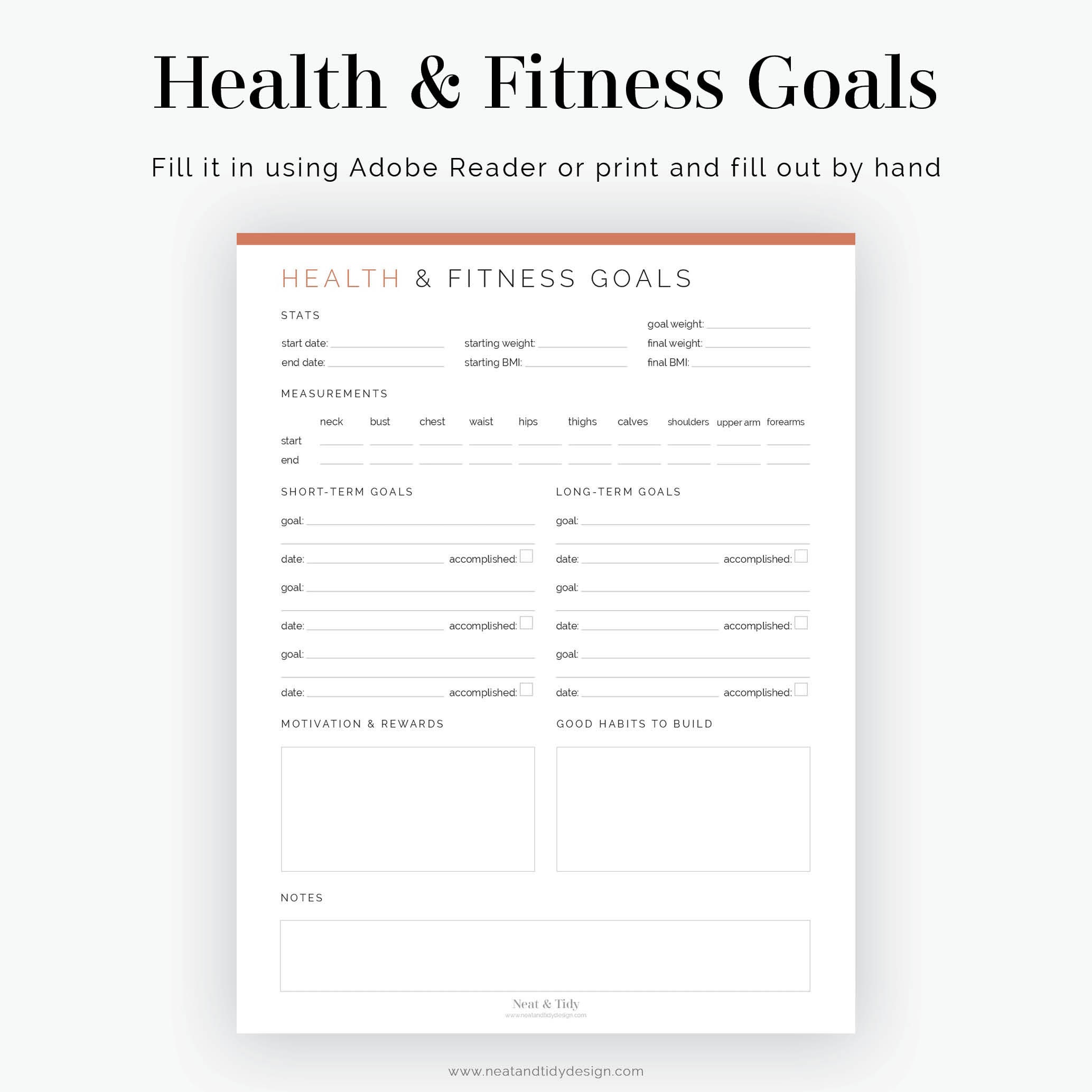 Health and Fitness Goals Fillable Printable PDF Health & Fitness ...
