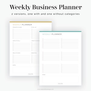 Weekly Business Planner - Fillable - Printable PDF - Business Planner ...