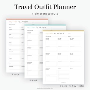 Travel Outfit Planner - Fillable - Travel Planner, Vacation Planner ...