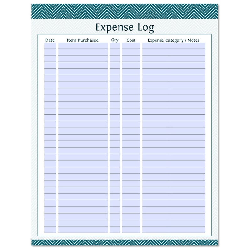 Expense Log - Fillable - Instant Download - Finance Printable PDF - Etsy