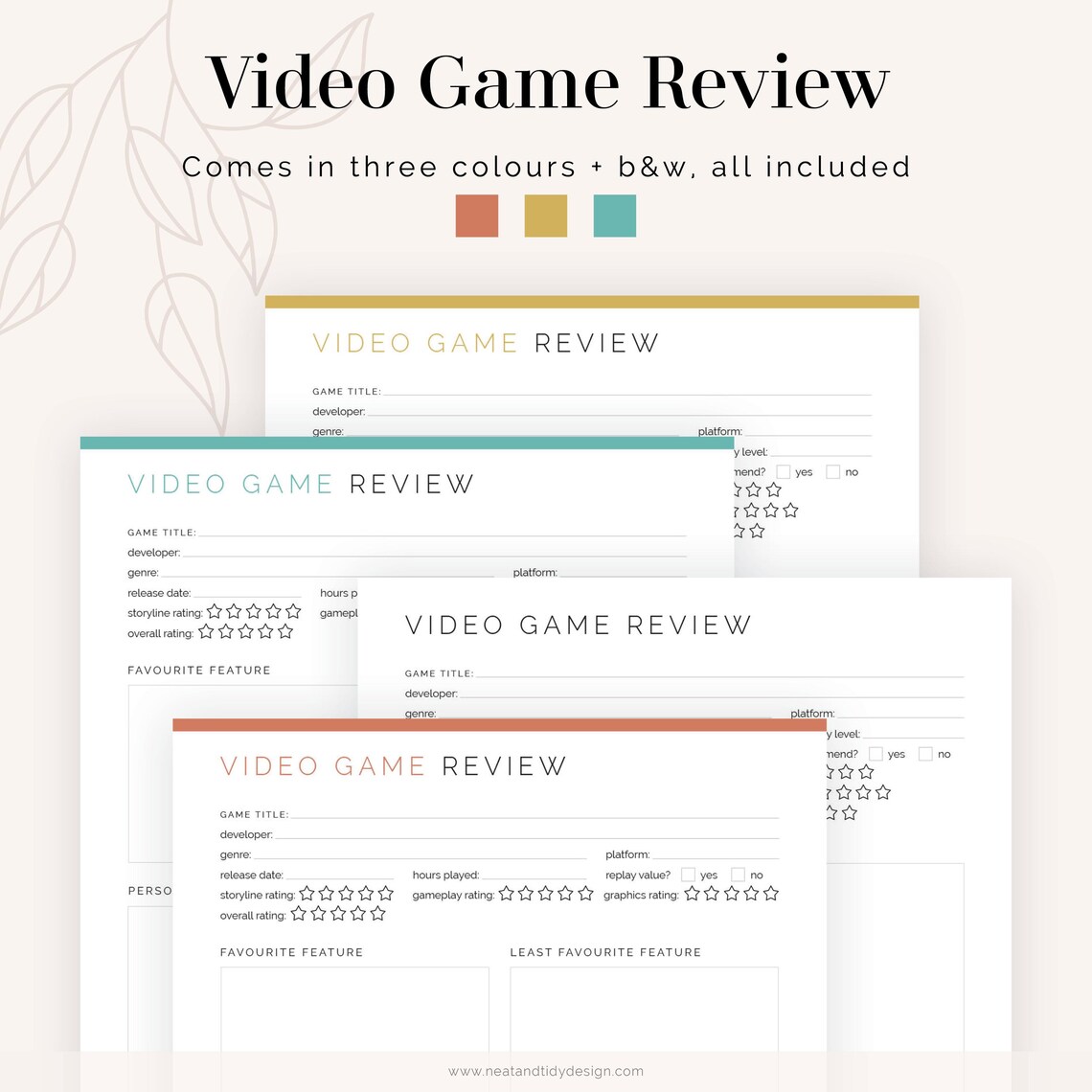 Video Game Review Template PDF | Printable Gaming Journal - Fillable ...