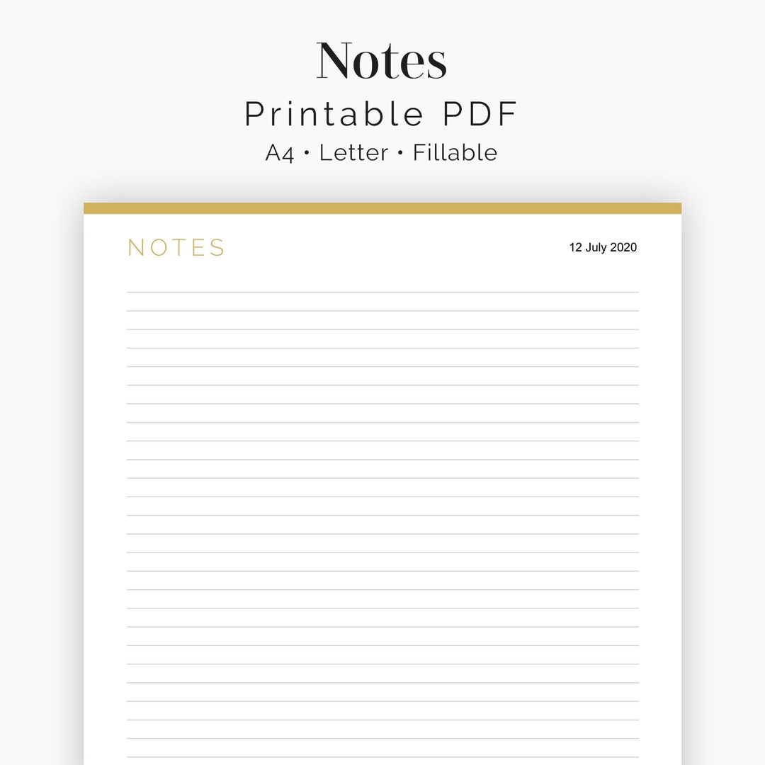 Notes Lined Unlined Grid Dot Grid Fillable Printable - Etsy