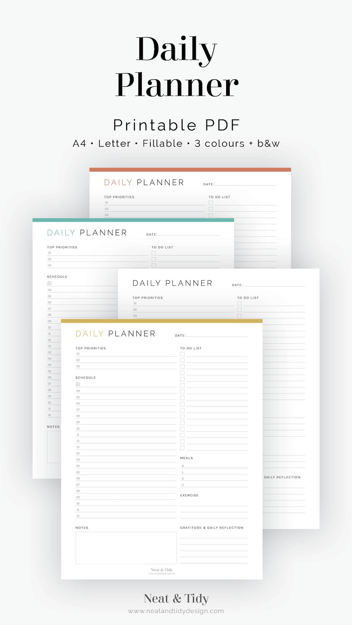 Daily Planner V2 Fillable Printable PDF Daily Appointment Planner Page ...