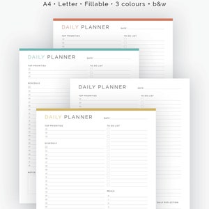 Daily Planner V2 - Fillable - Printable PDF - Daily Appointment Planner ...