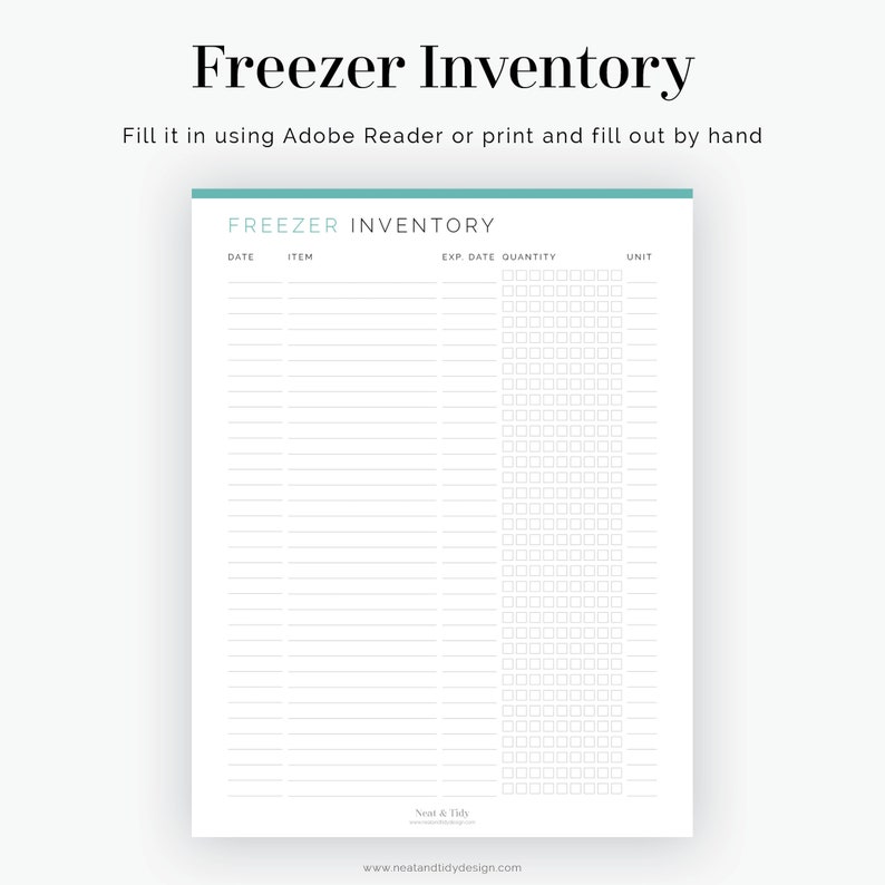 Freezer Inventory 2 Layouts Fillable Printable PDF - Etsy