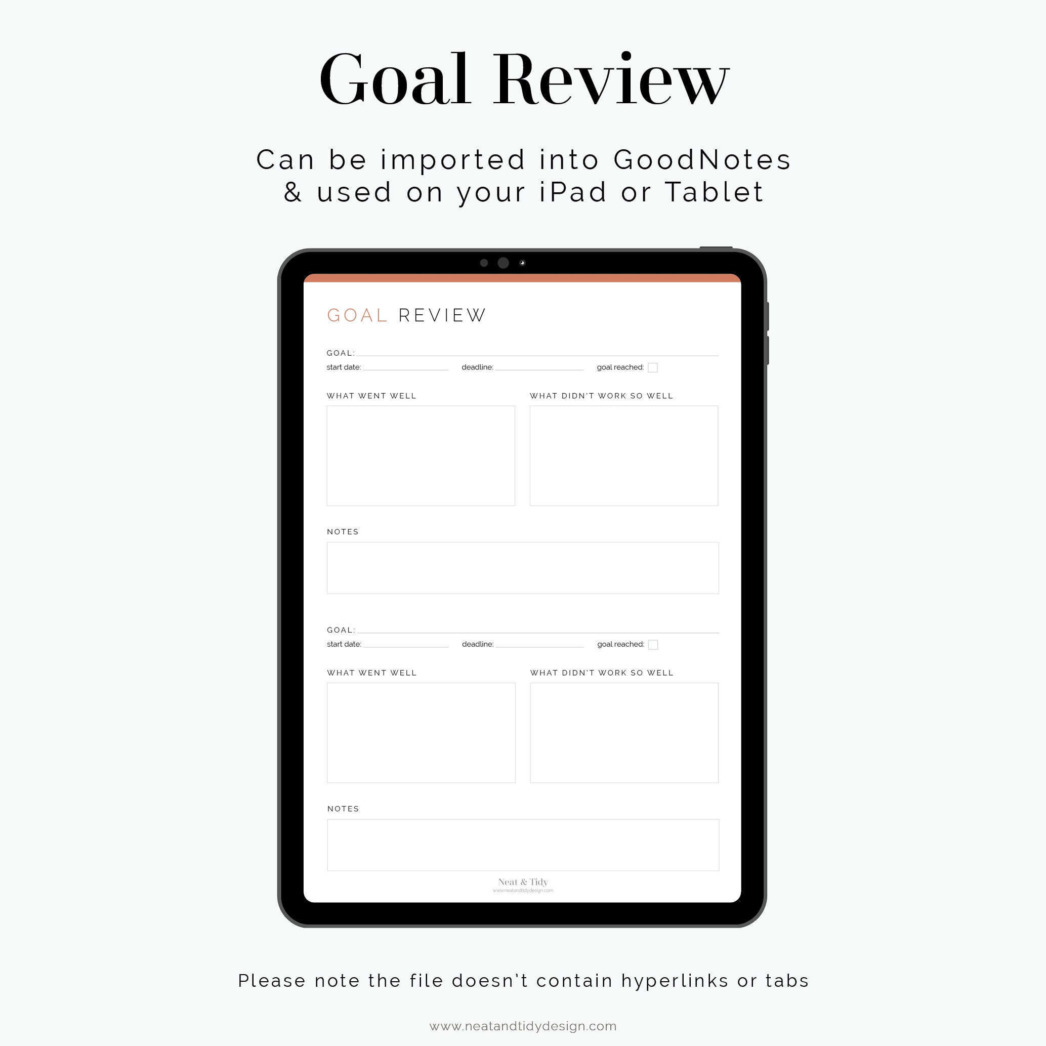 Goal Review 2 Layouts Fillable Printable PDF New Year Resolution, Goal ...