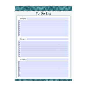 To Do List With Categories - Fillable - Productivity Printable Chevron ...