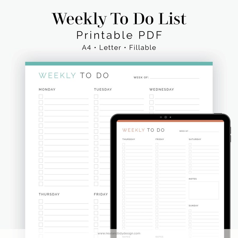 Weekly to Do List V2 Fillable Printable PDF Task Management ...