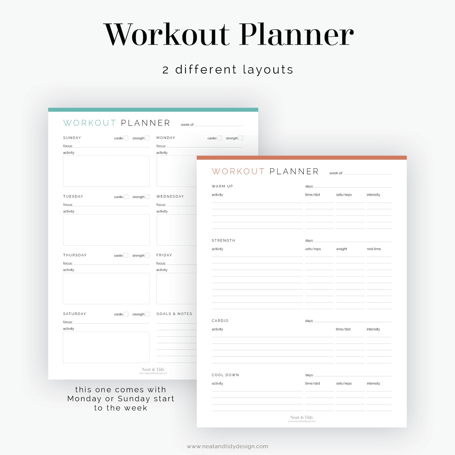 Weekly Workout Planner/tracker - Fillable - Printable PDF - Fitness ...