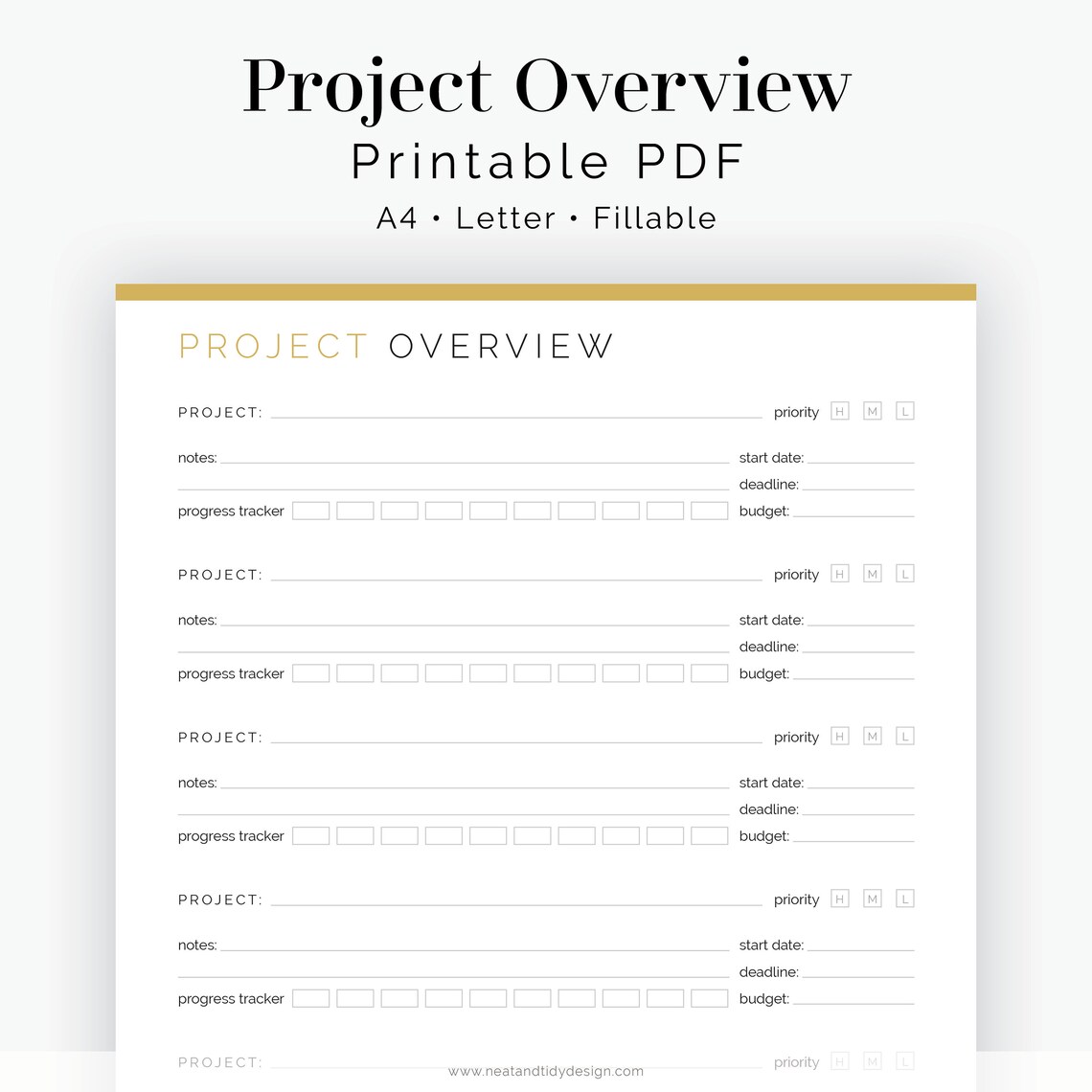 Project Overview / Project Progress Tracker Fillable Printable PDF Task ...
