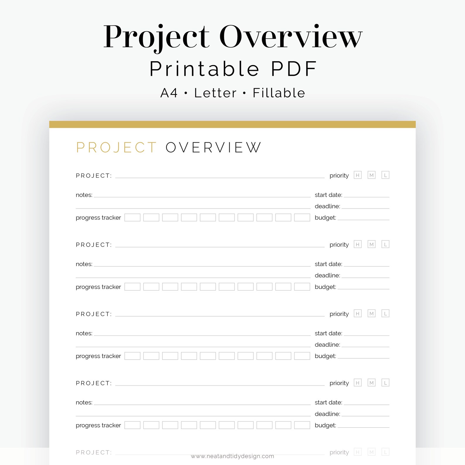 Project Overview / Project Progress Tracker - Fillable - Printable PDF ...