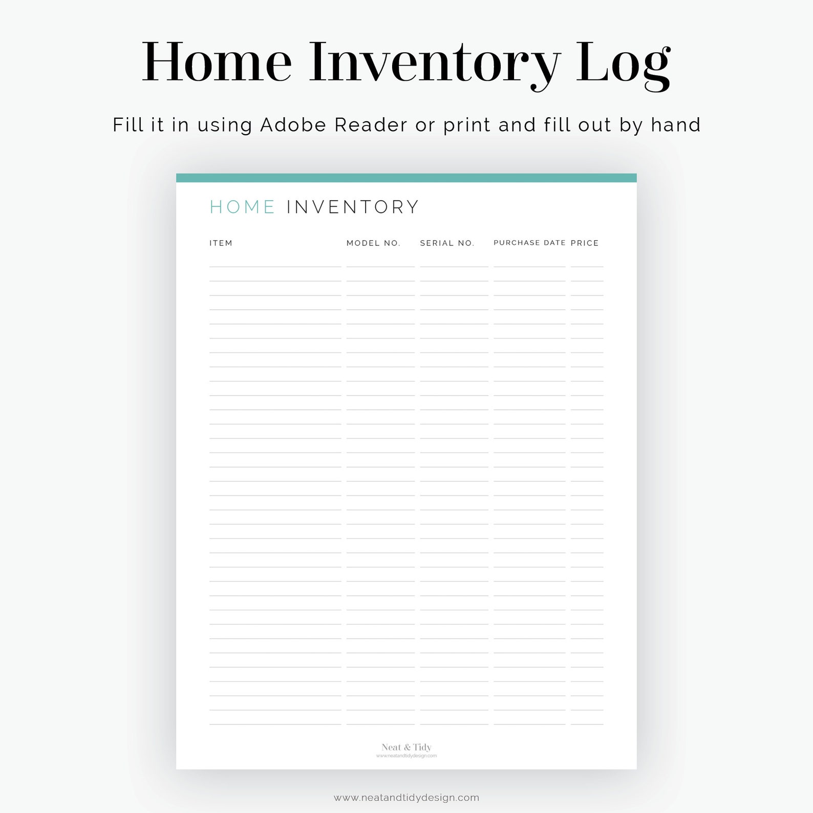 Home Inventory Log - Household Valuables & Possessions Tracker ...