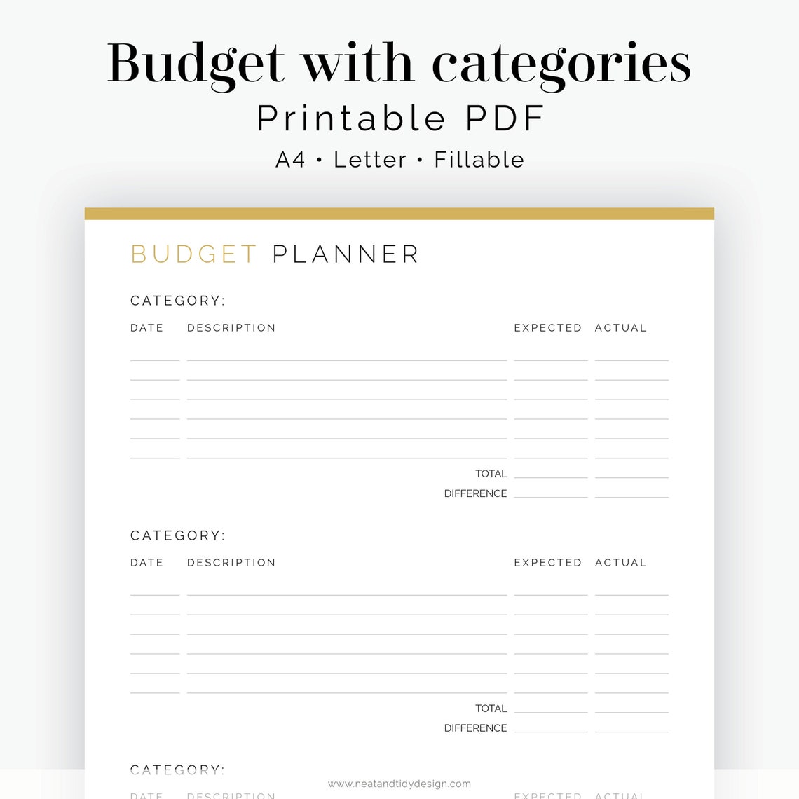Budget Planner With Categories Fillable Printable PDF Finance Planner ...
