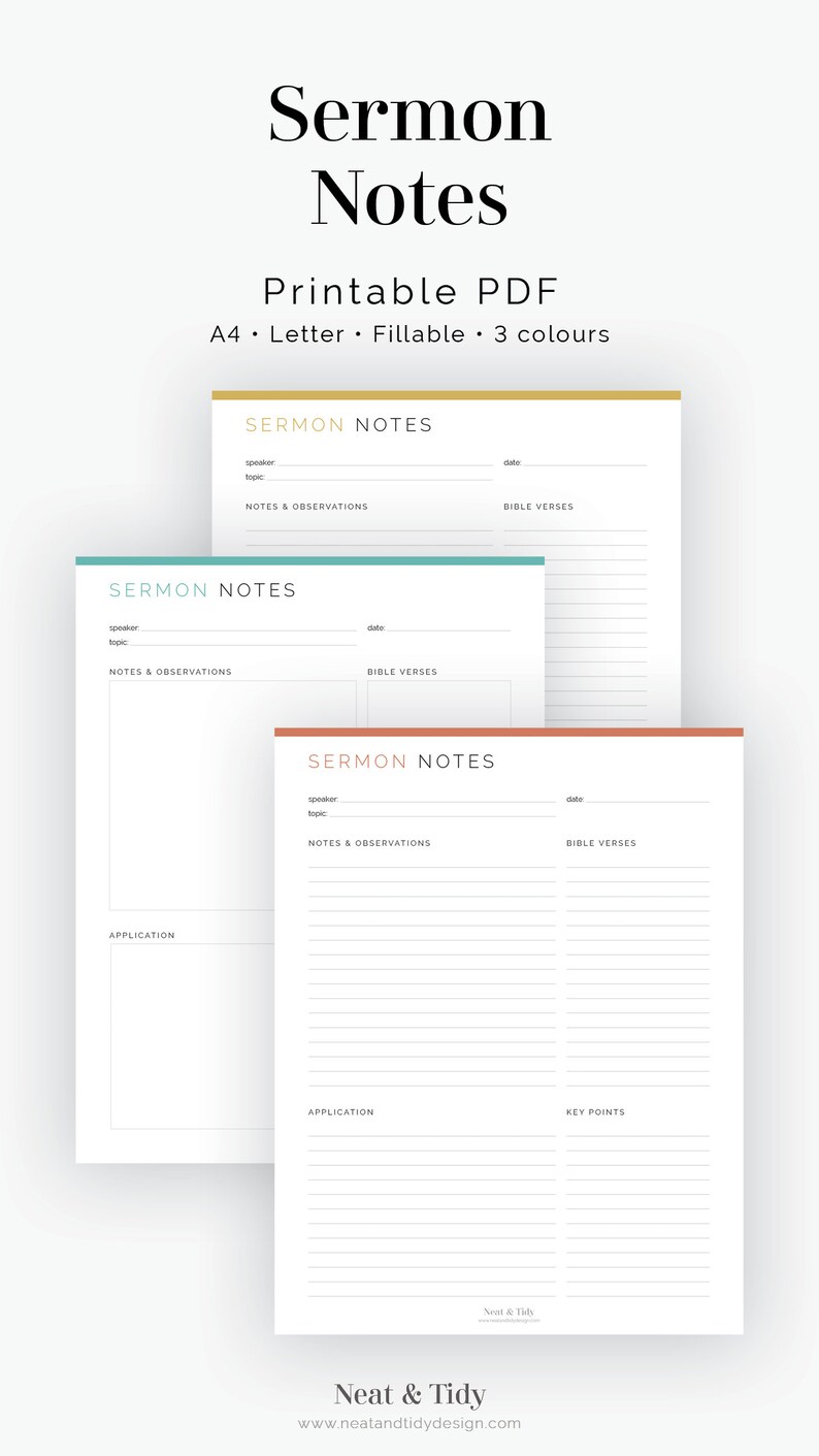 Sermon Notes - Fillable - Printable PDF - Devotional Practice ...