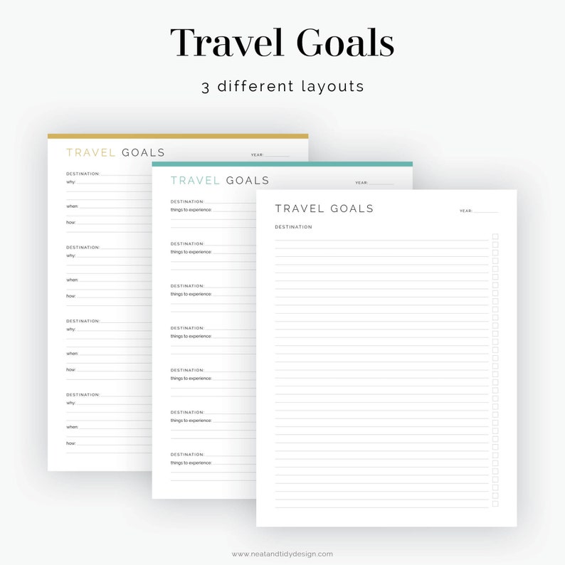 Travel Goals 3 Layouts Fillable Travel Planner, Vacation Planner, Trip ...