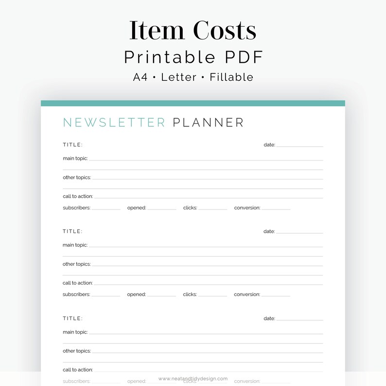 Item Cost Worksheet Fillable Printable PDF Business | Etsy Canada