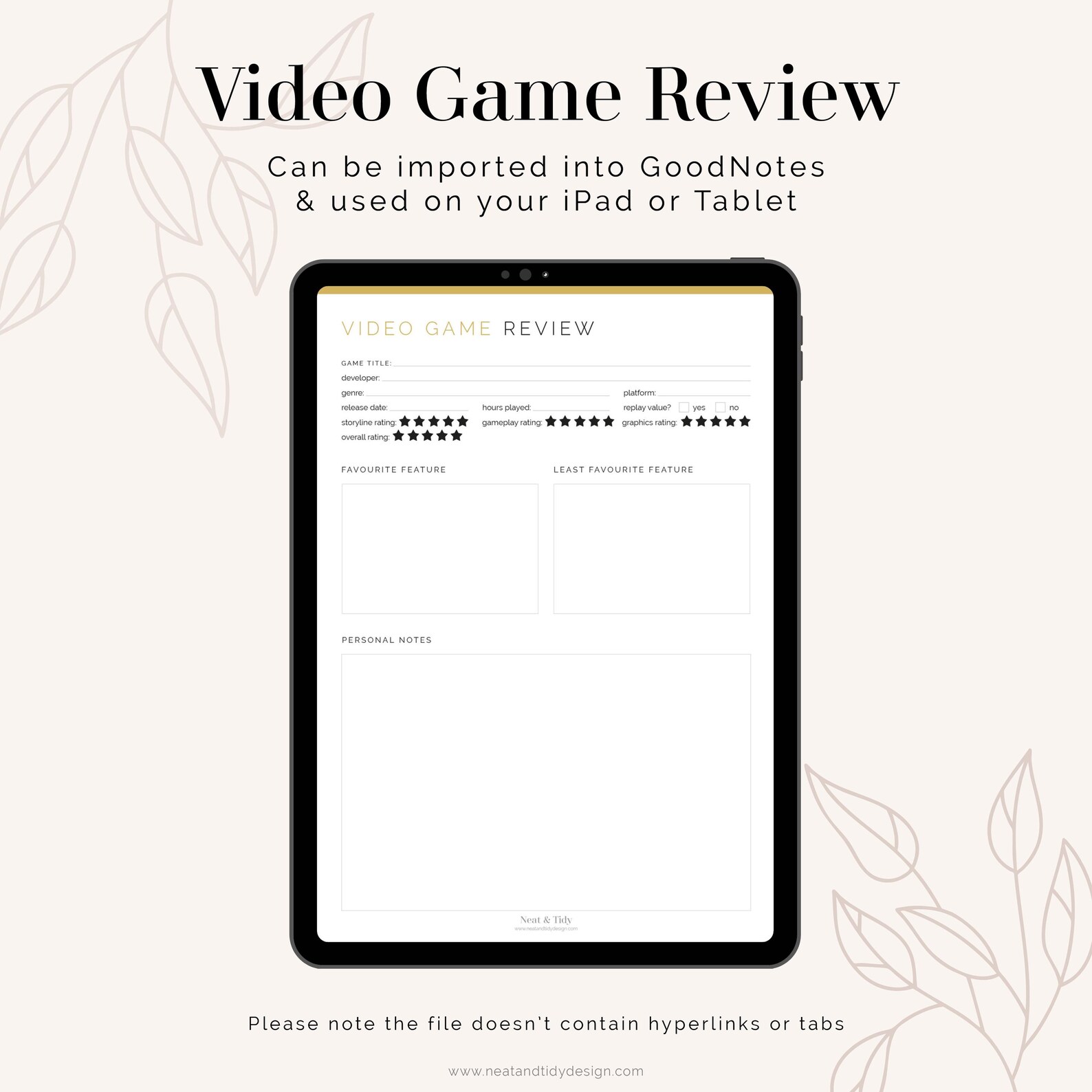 Video Game Review Template PDF | Printable Gaming Journal - Fillable ...