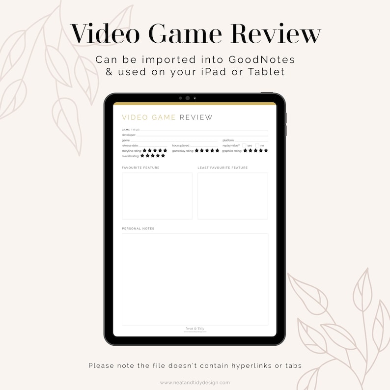Video Game Review Template PDF | Printable Gaming Journal - Fillable ...