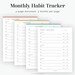 Monthly Habit Tracker Fillable Printable PDF Goal Planner, Self ...