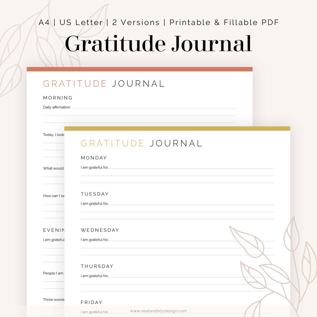 Gratitude Journal (2 Layouts) | Fillable, Printable PDF | Journaling ...