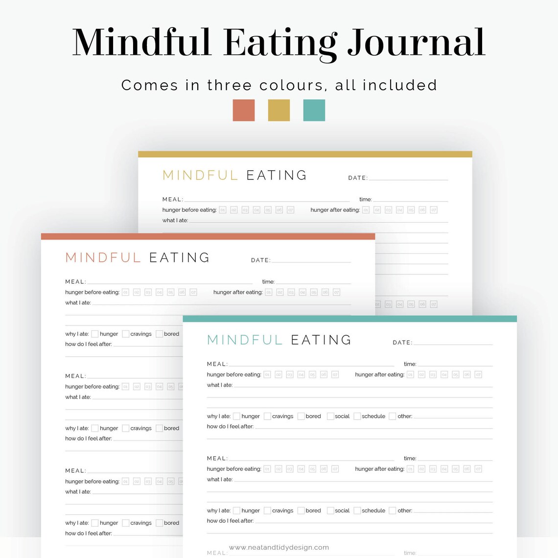 Mindful Eating Journal Fillable Printable PDF Daily Food Journal Health ...