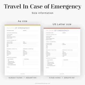 In Case of Emergency - Fillable - Travel Planner, Vacation Planner ...