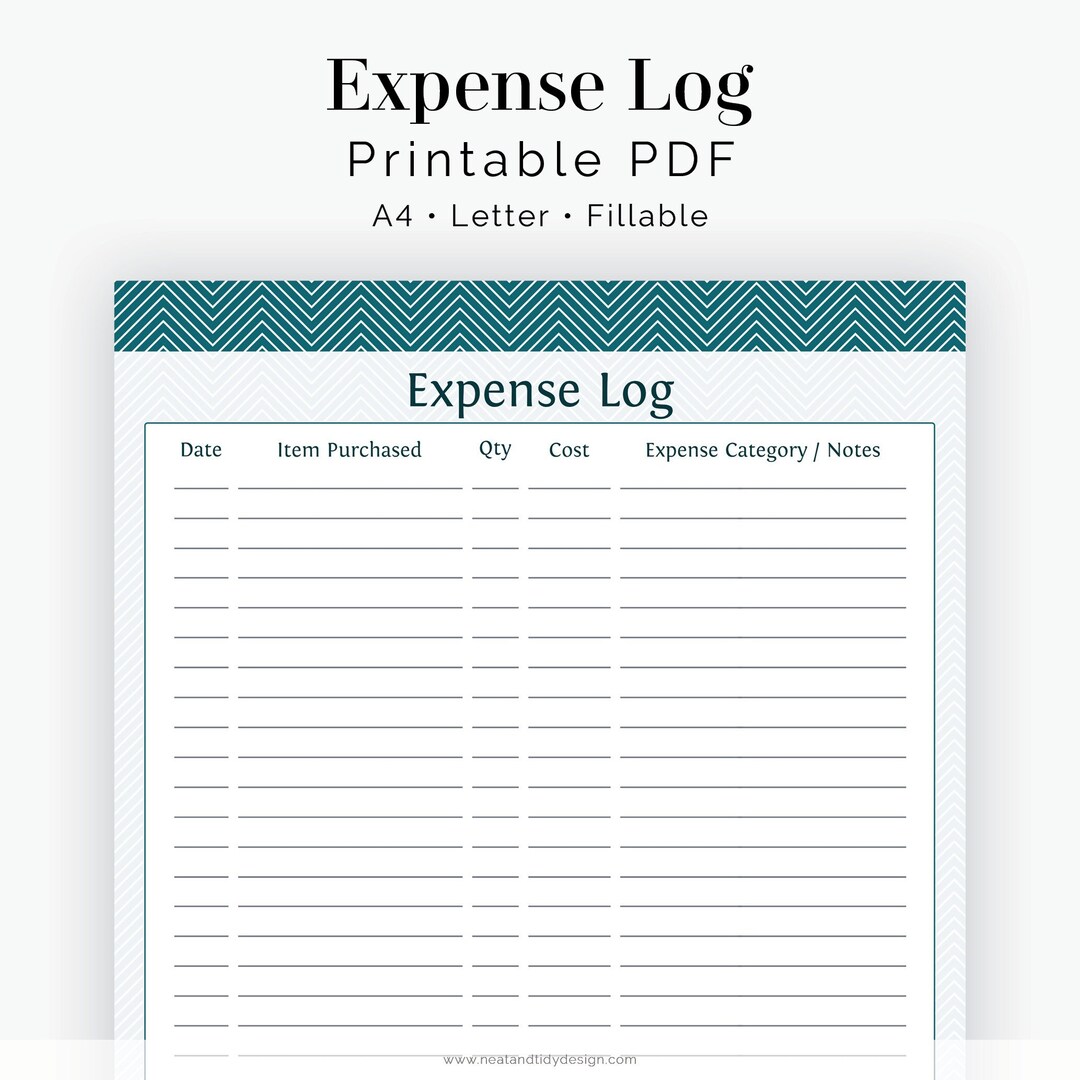 Expense Log - Fillable - Instant Download - Finance Printable PDF - Etsy