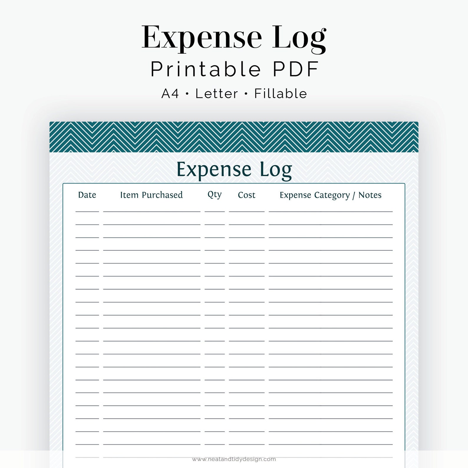 Expense Log - Fillable - Instant Download - Finance Printable PDF - Etsy