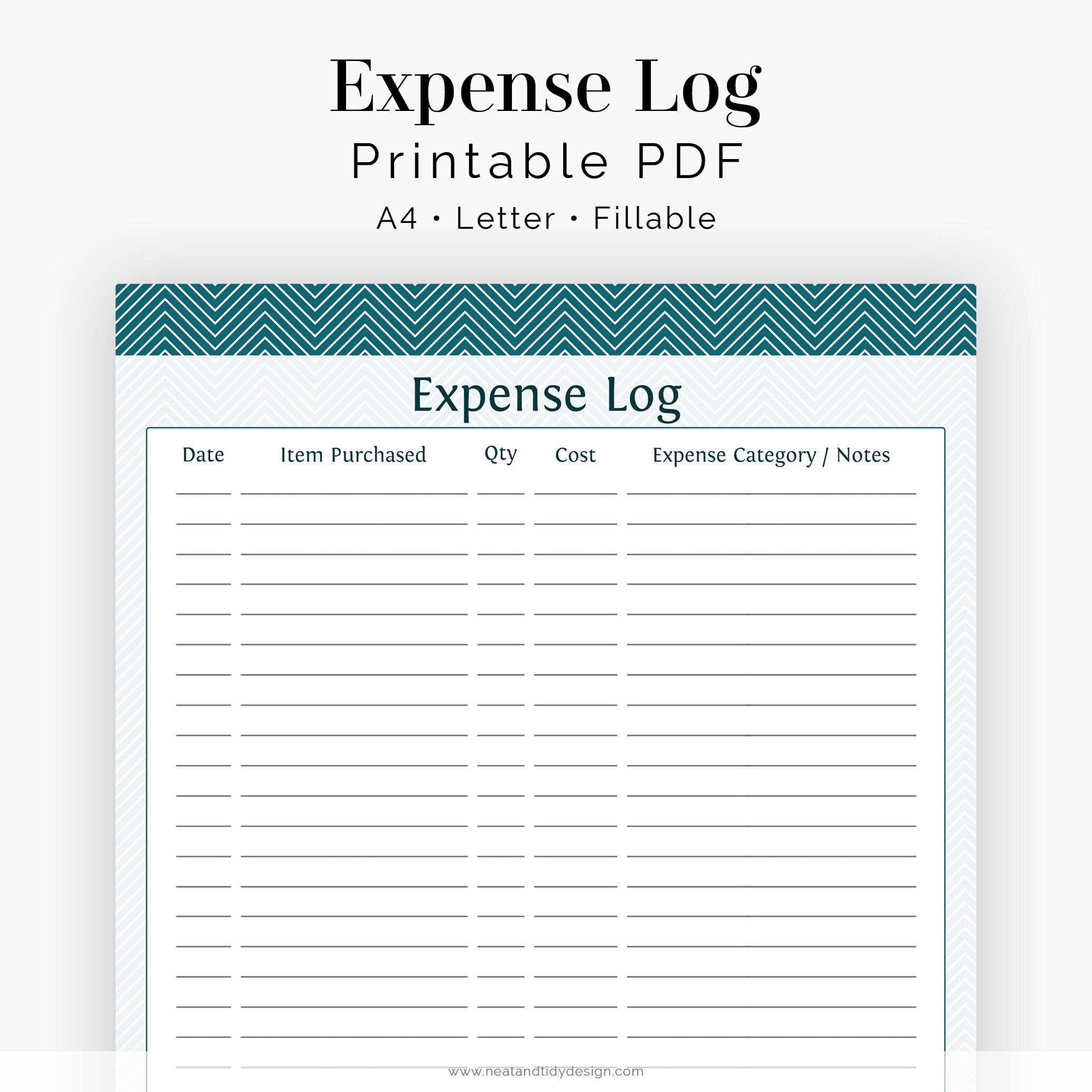 Expense Log - Fillable - Instant Download - Finance Printable PDF - Etsy