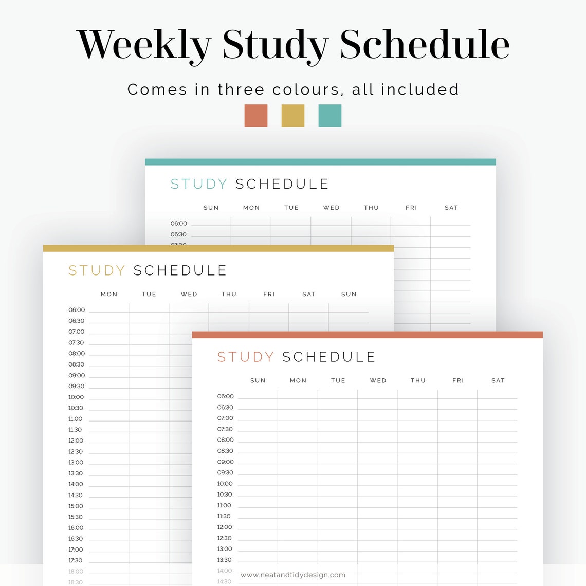 Daily & Weekly Study Schedule Fillable Printable PDF Student Planner ...