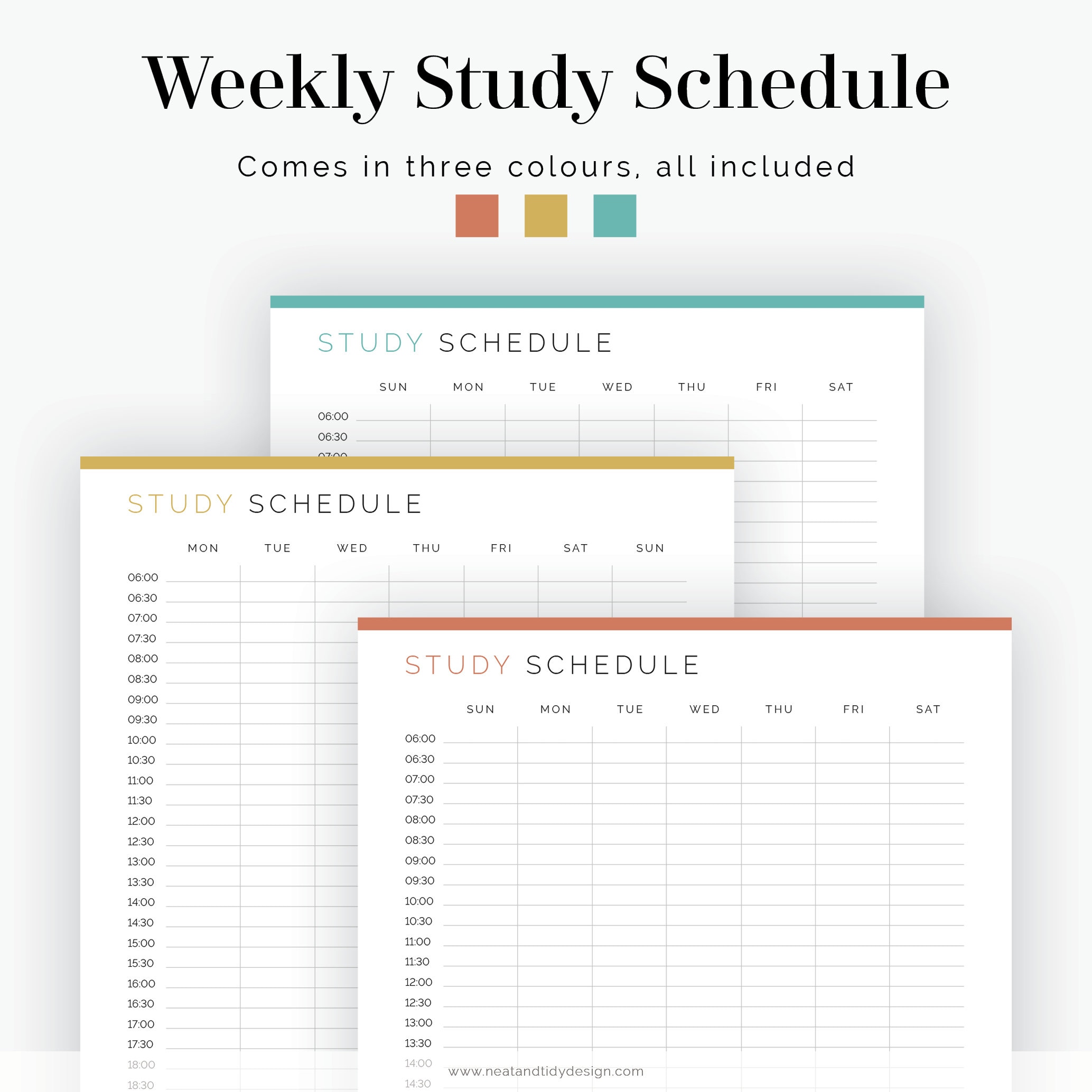 Daily & Weekly Study Schedule Fillable Printable PDF Student Planner ...