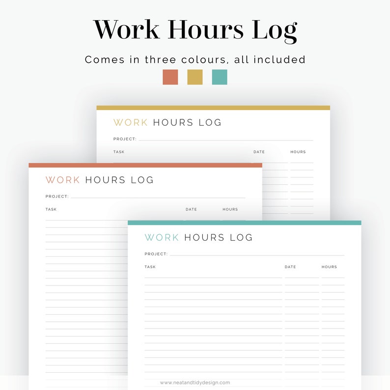 Project Work Hour Log Tracker - Fillable - Printable PDF - Task ...
