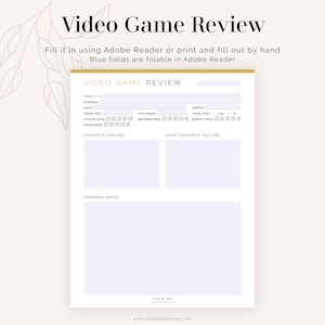 Video Game Review Template PDF | Printable Gaming Journal - Fillable ...