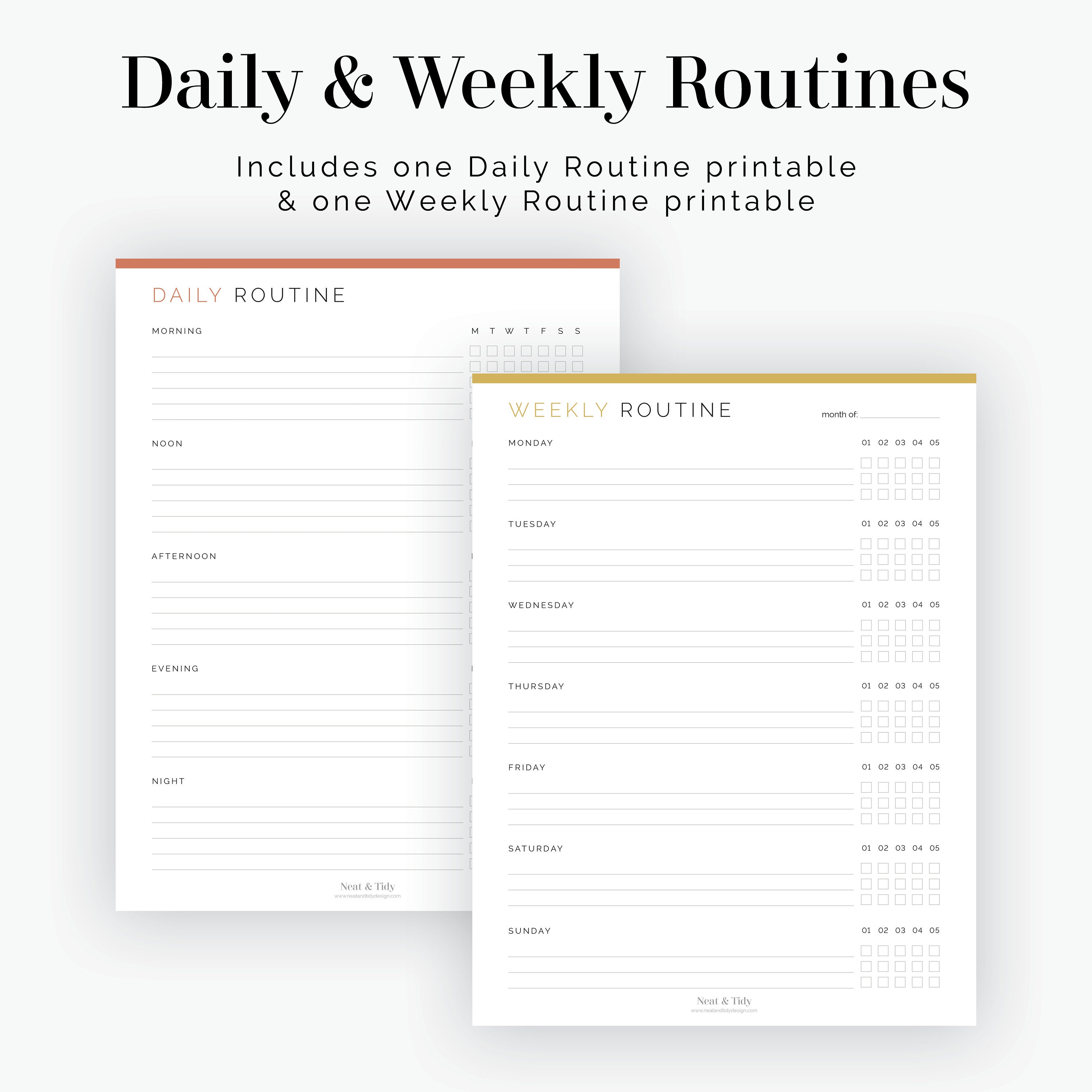 Daily & Weekly Routines Planner Fillable Printable PDF New Year ...