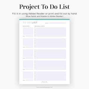 Project to Do List (2 Layouts) - Fillable - Printable PDF - Task ...