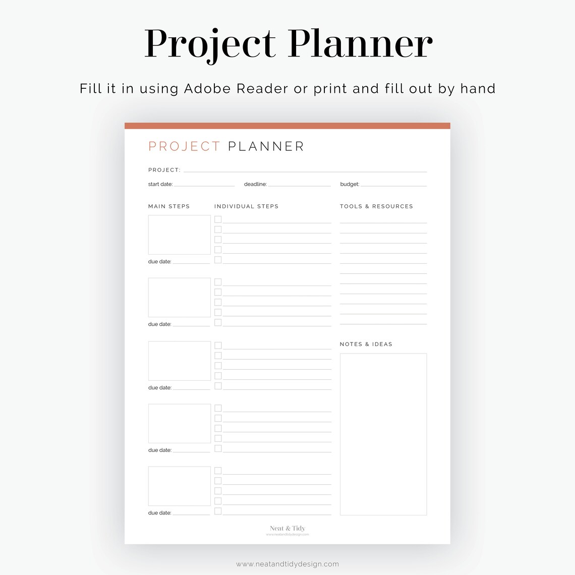 Project Planner 2 Layouts Fillable Printable PDF Task - Etsy