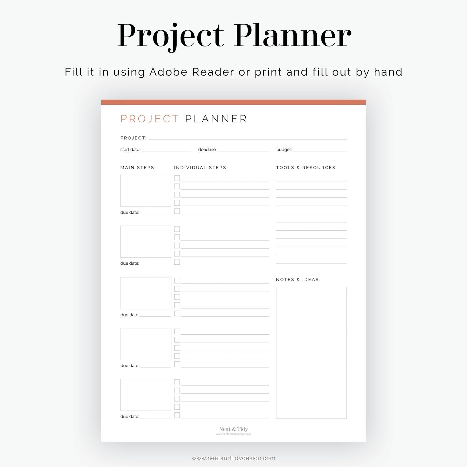 Project Planner 2 Layouts Fillable Printable PDF Task - Etsy