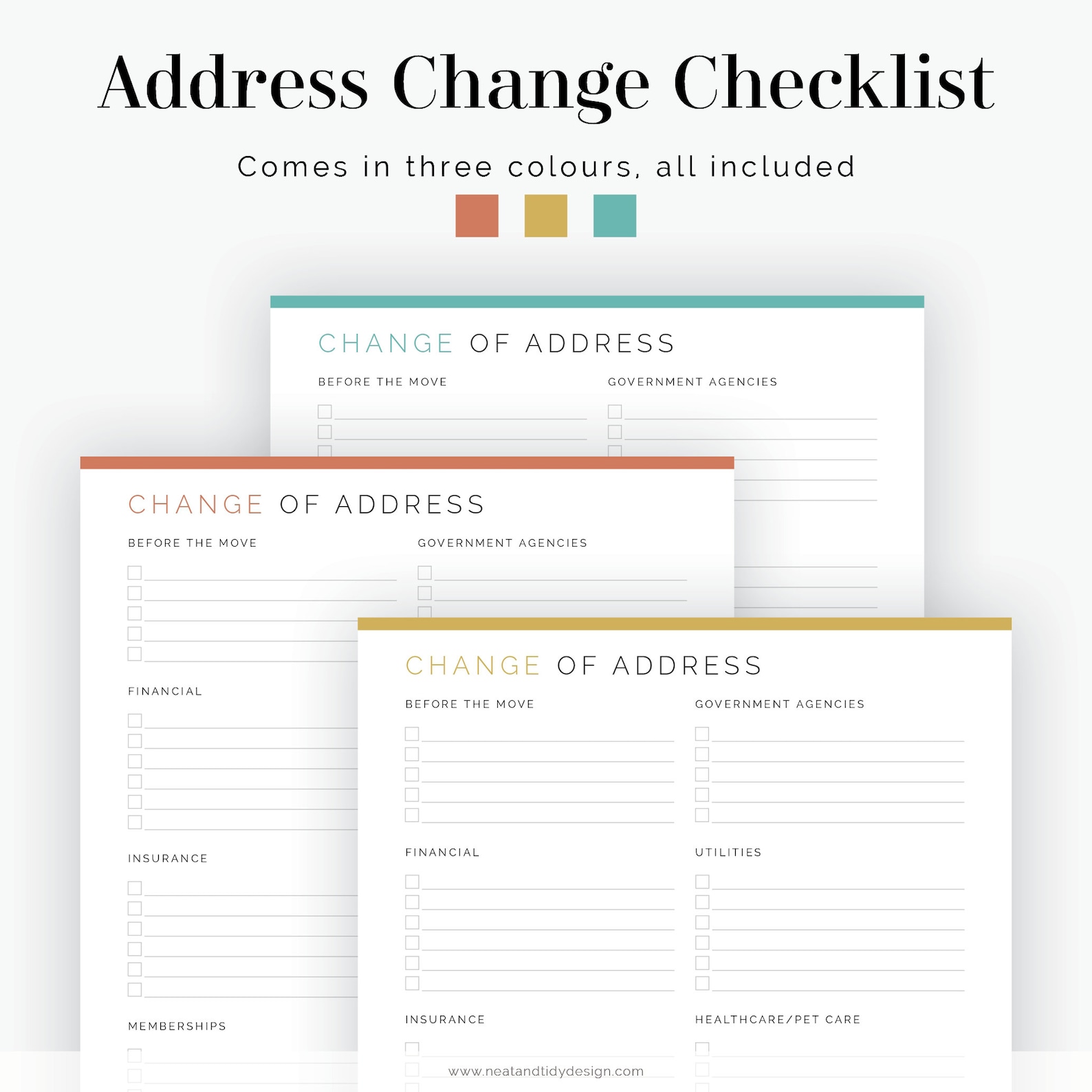 Change of Address Checklist - Fillable - Moving Planner - Printable ...