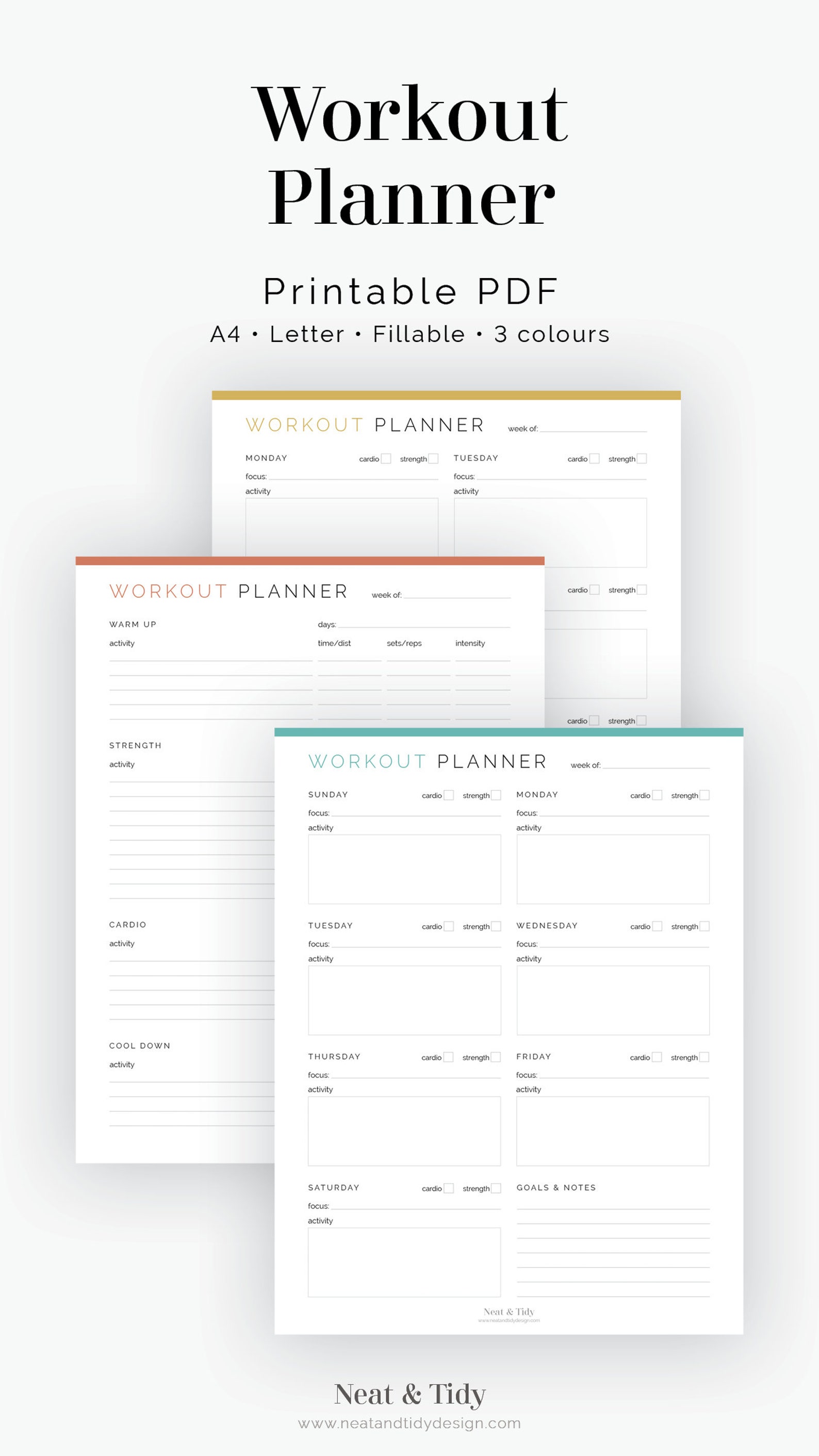 Weekly Workout Planner/tracker Fillable Printable PDF Fitness Tracker ...