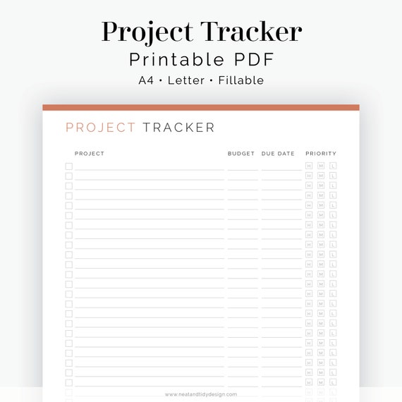 Project Tracker Fillable Printable PDF Task Management | Etsy