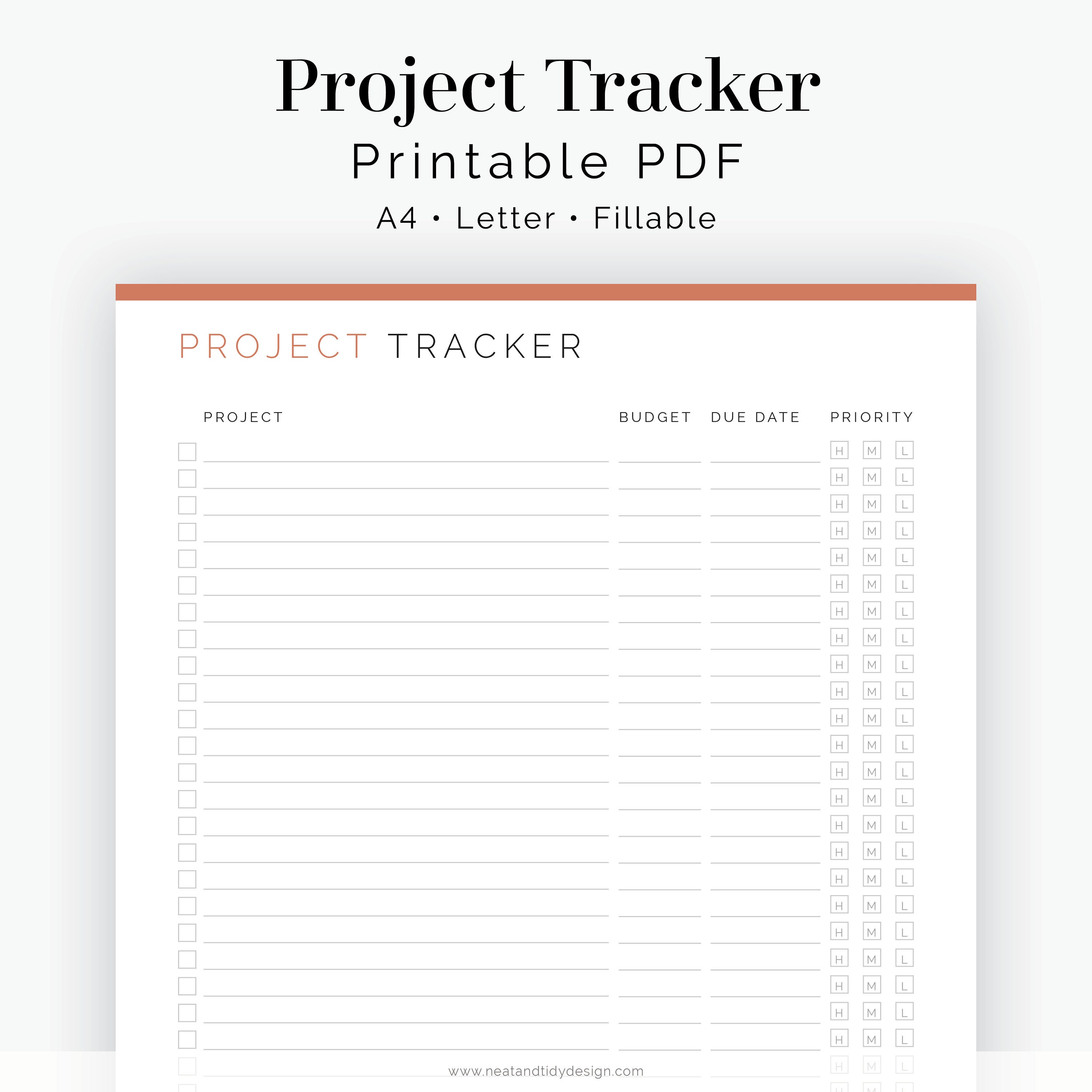 Project Tracker Fillable Printable PDF Task Management, Productivity ...