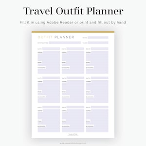 Travel Outfit Planner - Fillable - Travel Planner, Vacation Planner ...