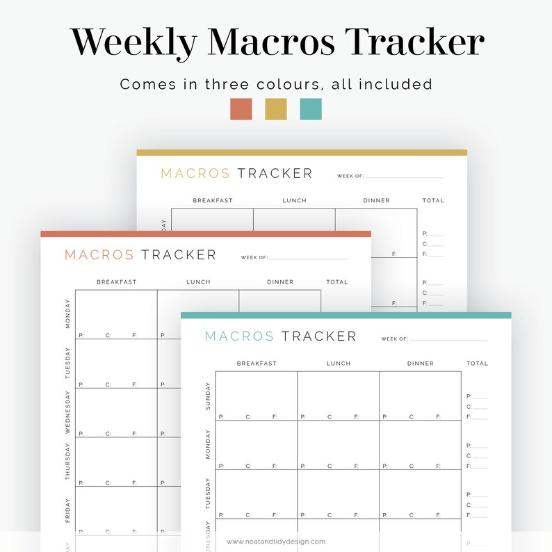 Weekly Macros Tracker - Fillable - Printable PDF - Weekly Food Log ...
